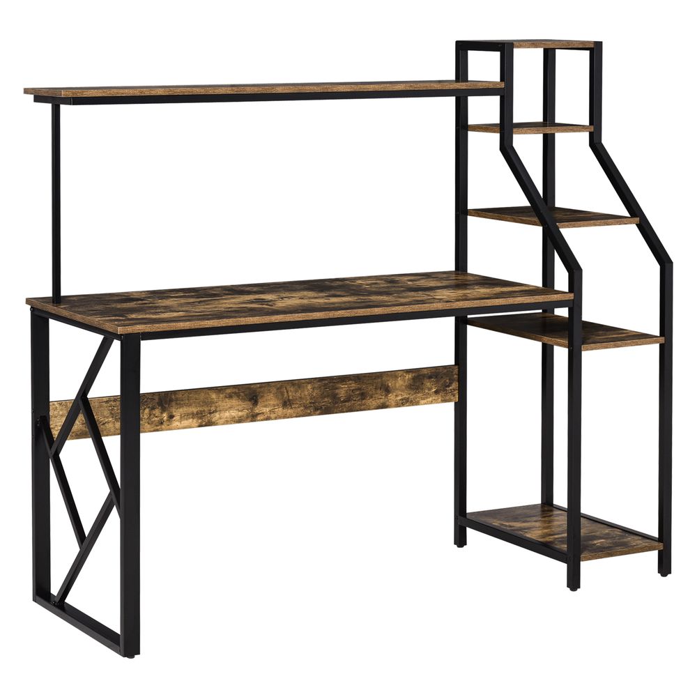 Rustic Industrial Computer Desk 6 Tier Storage - High Quality - Buy No ...