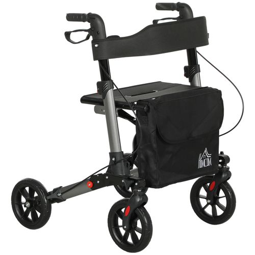 HOMCOM 4 Wheel Rollator Walker, Adjustable Mobility Walker with Bag, S ...