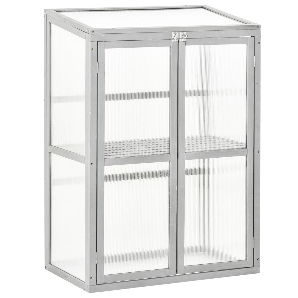 Wood Cold Frame Greenhouse Outdoor Indoor PC Board 76 x 47 x 110cm Gre ...