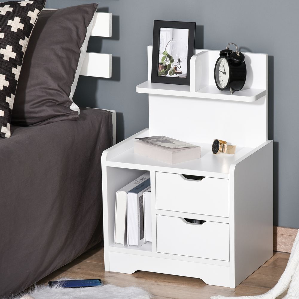 HOMCOM Bedside Table, Small Bedside Cabinet with 2 Drawers and Storage ...