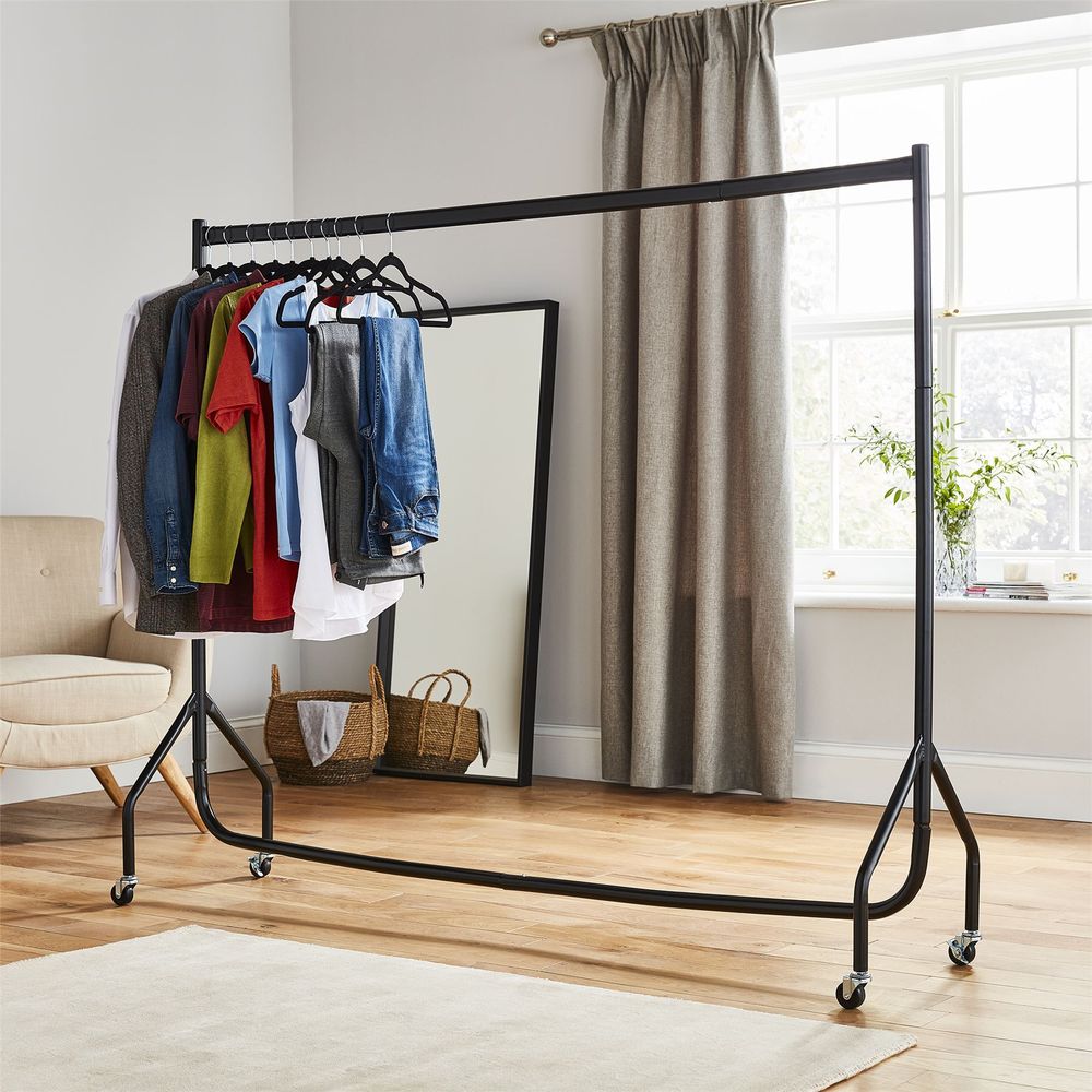 Steel Heavy Duty Tall Clothes Rail & Wheels Included — InStock