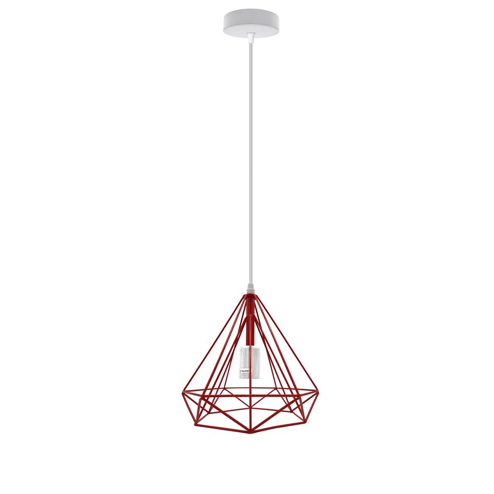 Vintage Industrial Red Cage Pendant Lamp - Vintage/Retro Style, E27 Ba ...
