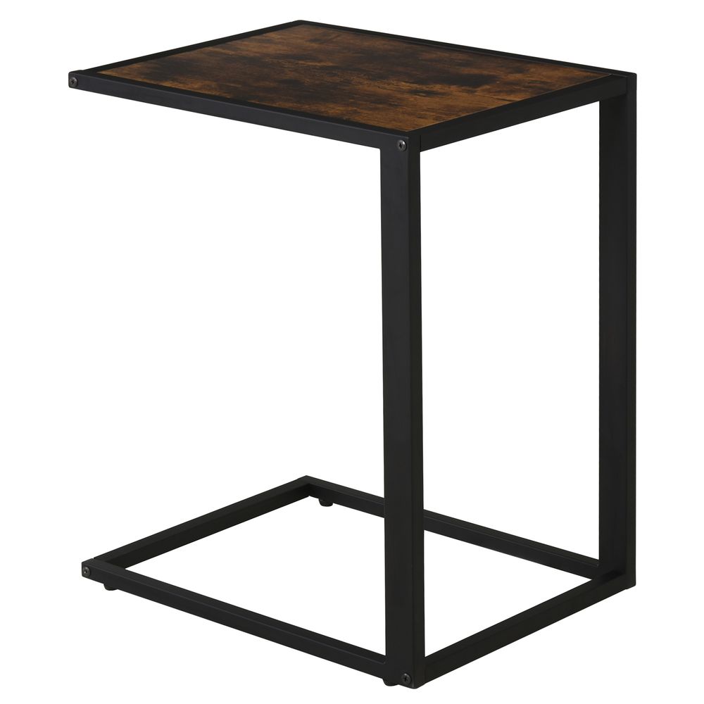 Industrial Steel Frame C-Shaped Side Table in Brown - HOMCOM — InStock
