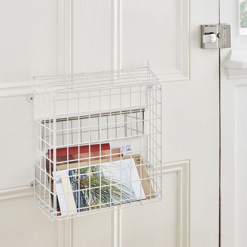 White Letter Box Catcher Basket With Lift Up Lid — InStock
