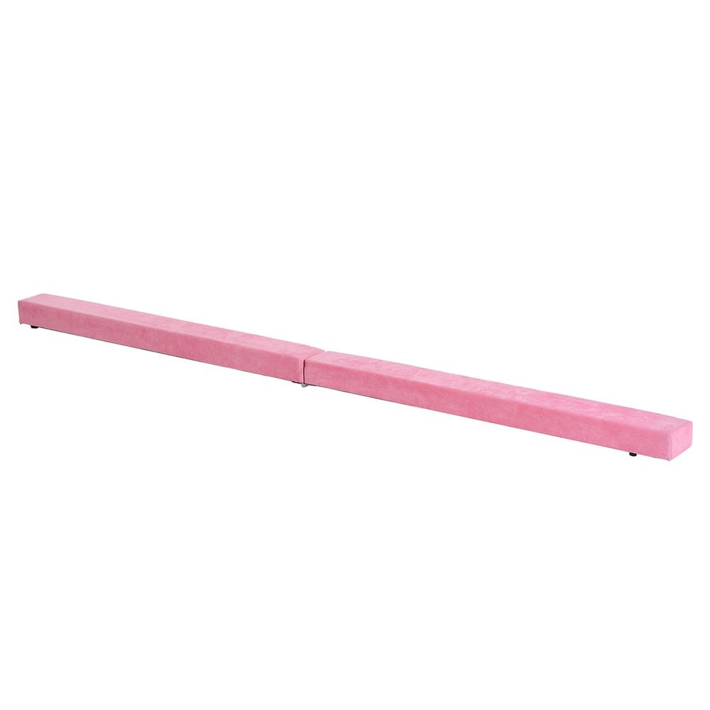 HOMCOM Balance Beam Trainer Fold Performance Gymnastics Suede Pink 2.1 ...